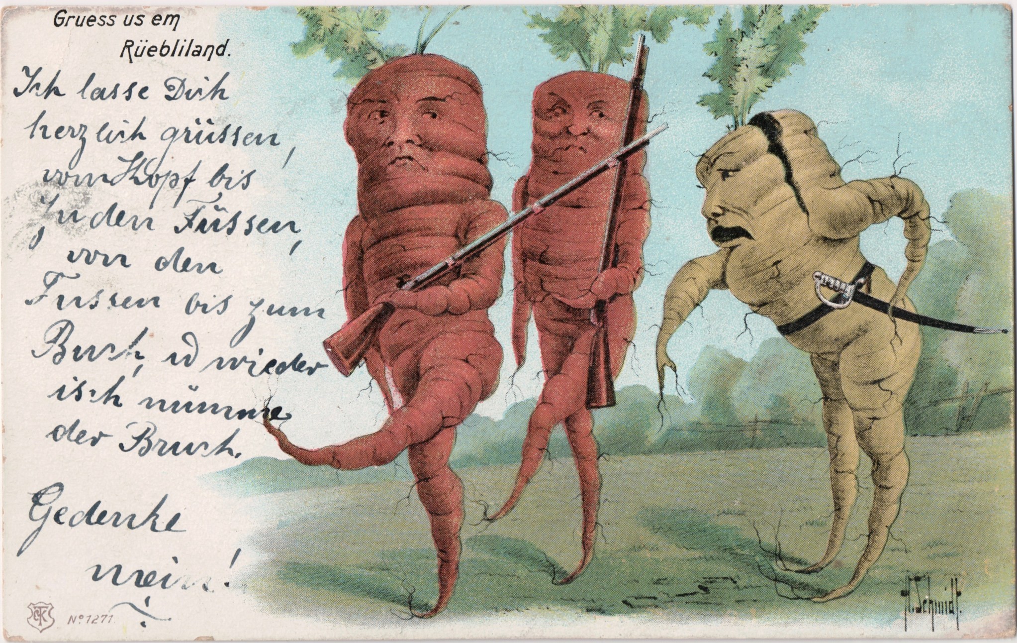 Early 20th Century Swiss and German Anthropomorphic Vegetable Postcards ...